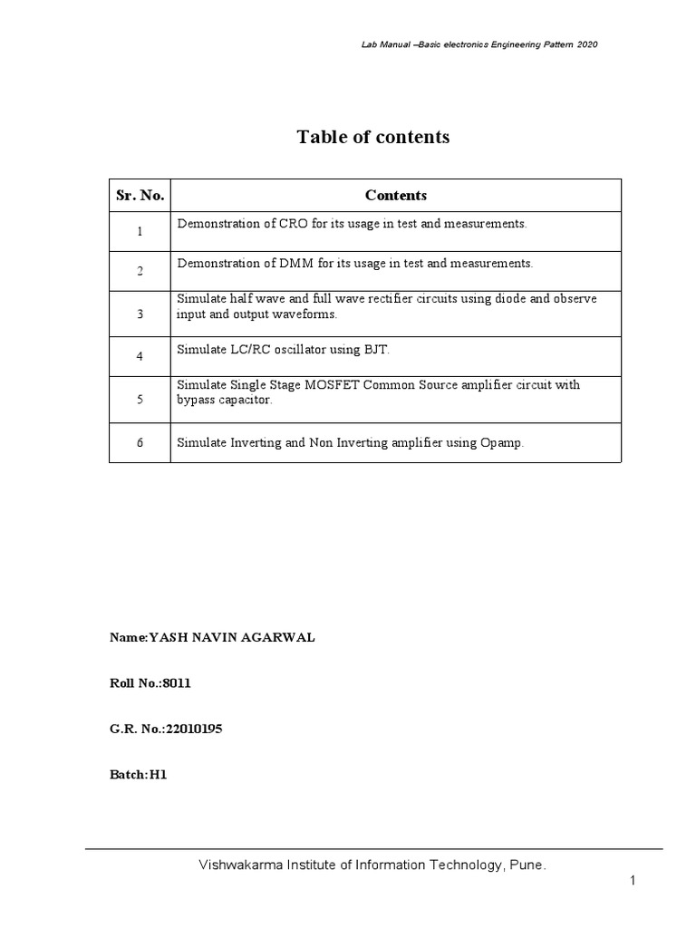 8011-Yash Agarwal-Bxe Manual | PDF | Rectifier | Electronic Oscillator