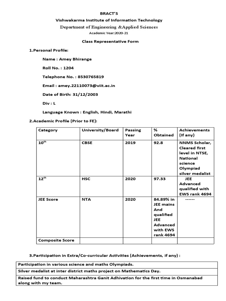 Class Representative Form | PDF | Science | Cognition