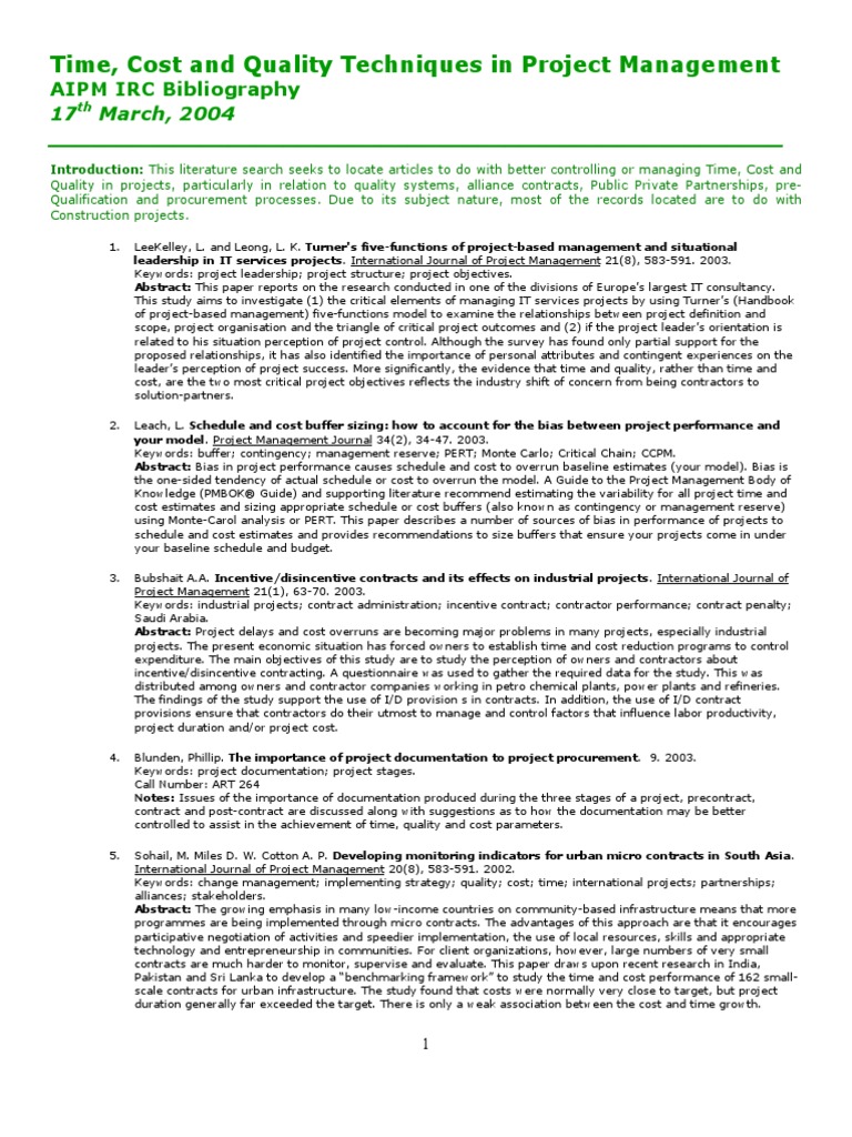 Time Cost Quality in Construction | PDF | Project Management | Leadership