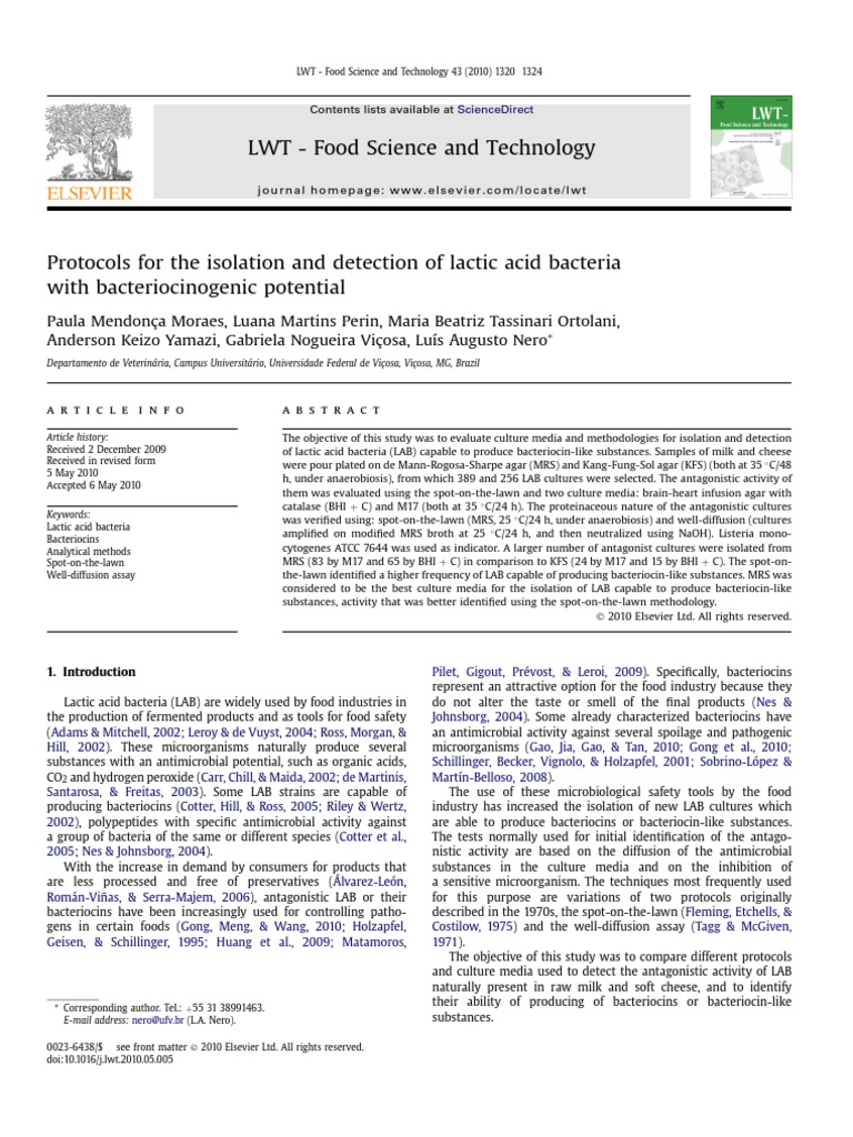 Protocols For The Isolation and Detection of Lactic Acid Bacteria | PDF ...