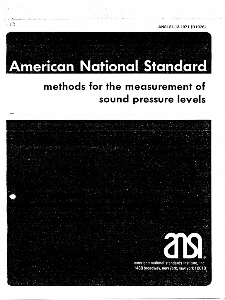 ANSI S1.13-Methods For The Measurement of Sound Pressure Levels | PDF