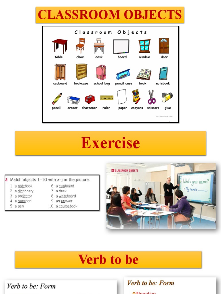 Classroom Objects - Verb To Be | PDF