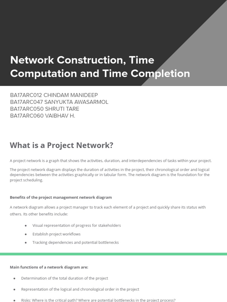 Network Construction, Time Computation and Time Completion | PDF ...