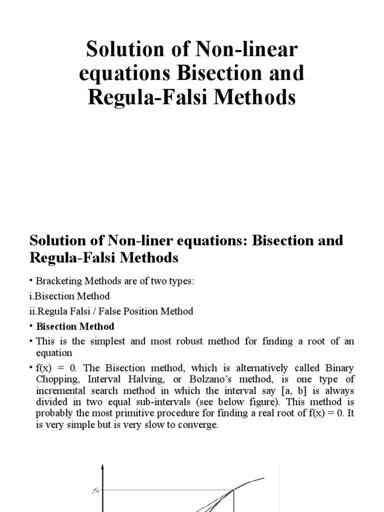 02 Solution Of Non Liner Equations Bisection And Regula Falsi Methods Pdf