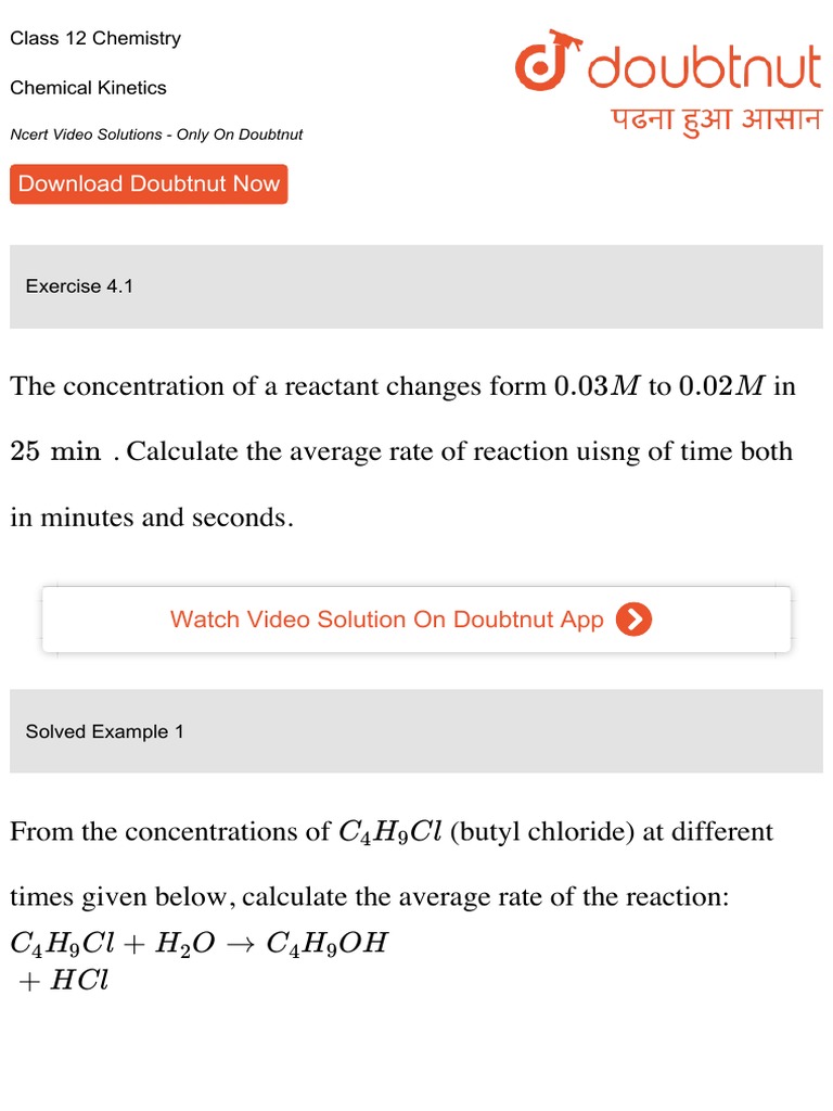 Ncert Class 12 Chemistry Chemical Kinetics | PDF | Reaction Rate ...