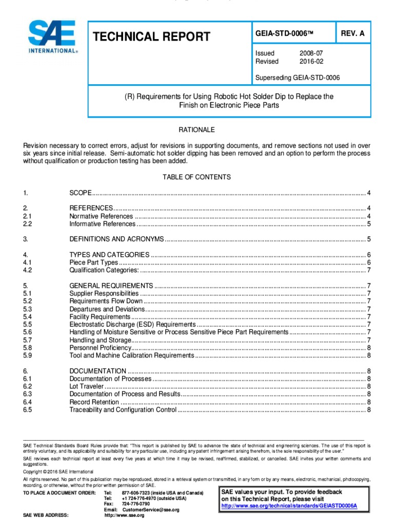 Sae Geia-Std-0006a-2016 | PDF | Solder | Soldering