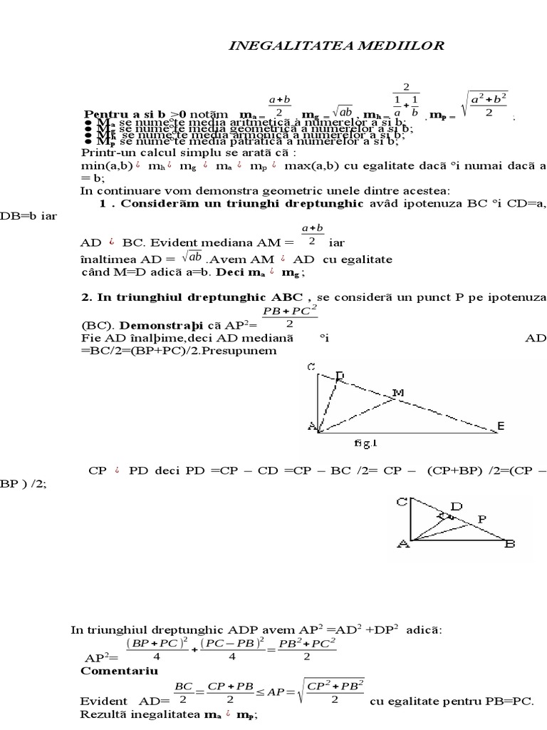 Inegalitati Referat Matematica | PDF