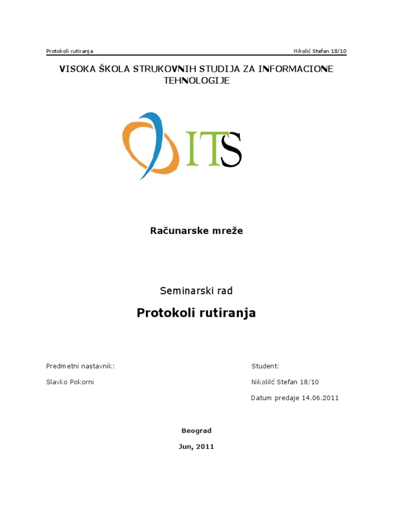 Rutiranje IRutingprotokoli Stefan Nikolic 1 | PDF