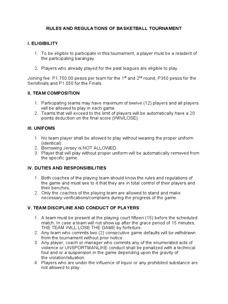 Barangay Basketball Tournament Rules | PDF | Sports | Justice