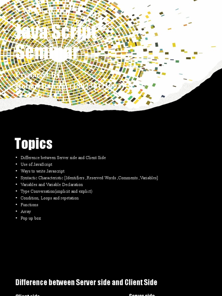 Java Script Seminar: Prepared by Rohan Bairagi (180230111003) | PDF ...