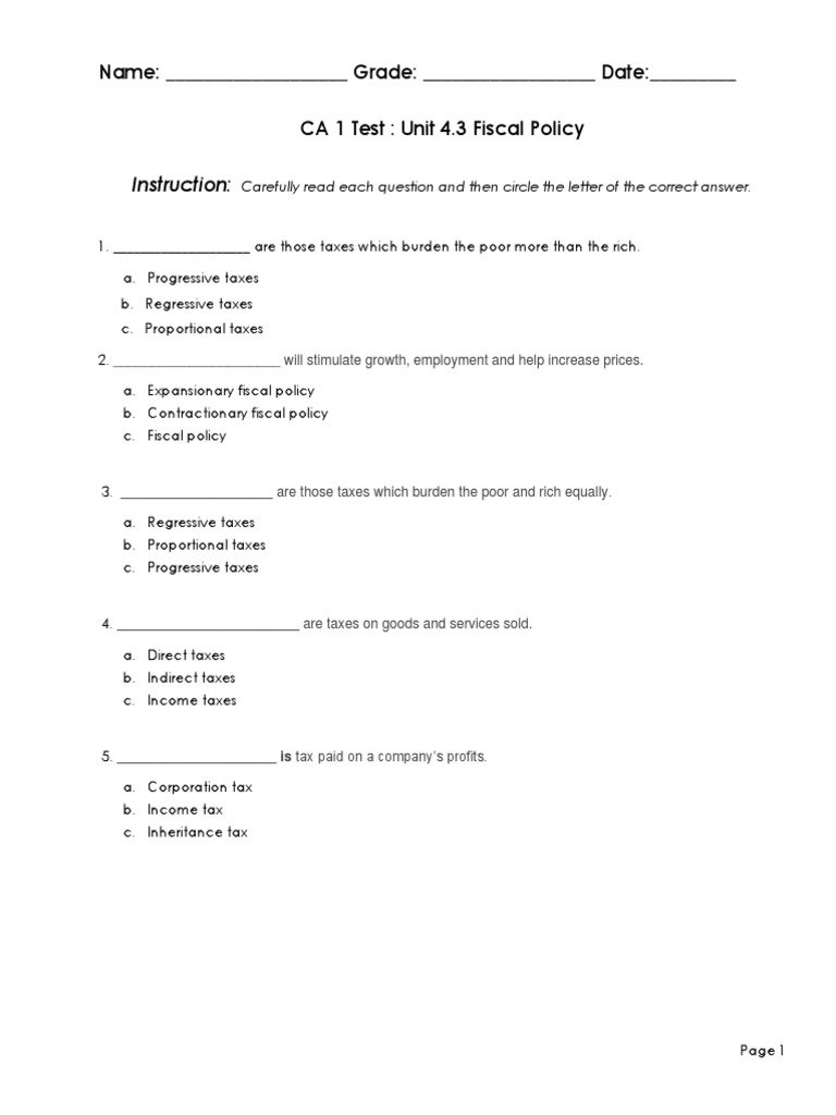 Taxation Principles Test Bank | PDF | Taxes | Fiscal Policy