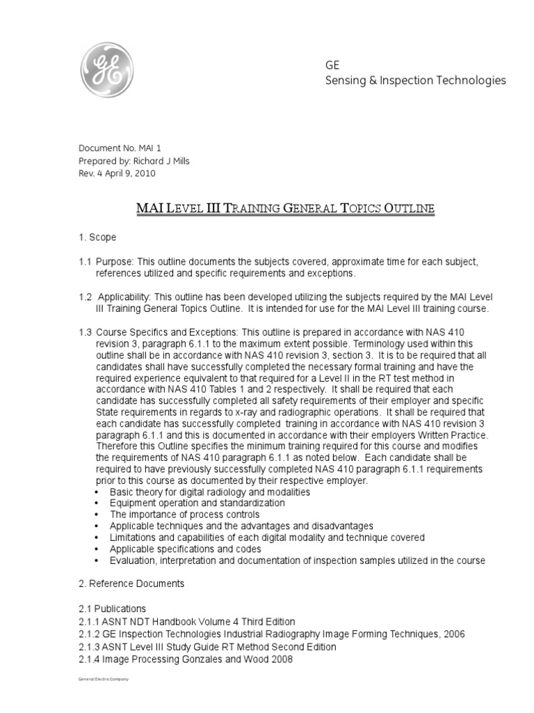 MAI Level III Training Course Outline | PDF