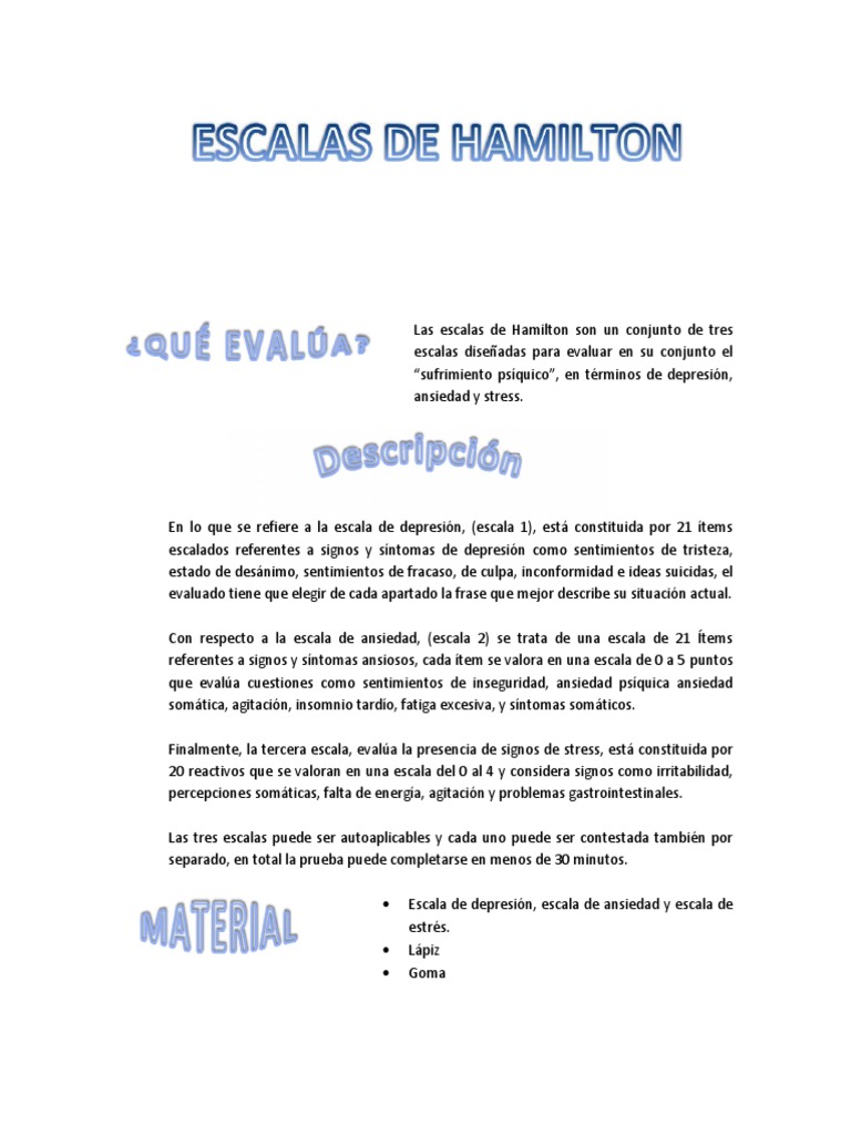 Manual Del Test de Hamilton | PDF | Ansiedad | Depresión (estado de ánimo)