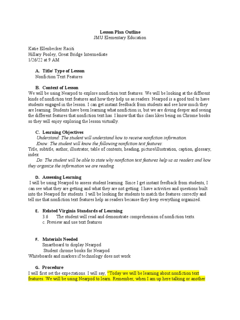 Third Grade Reading Lesson Plan | PDF