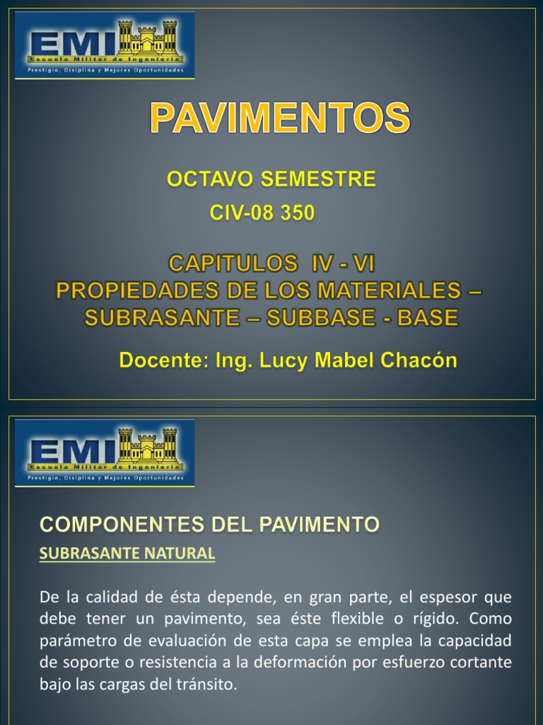 Subrasante natural, capas de pavimento y suelos estabilizados con ...