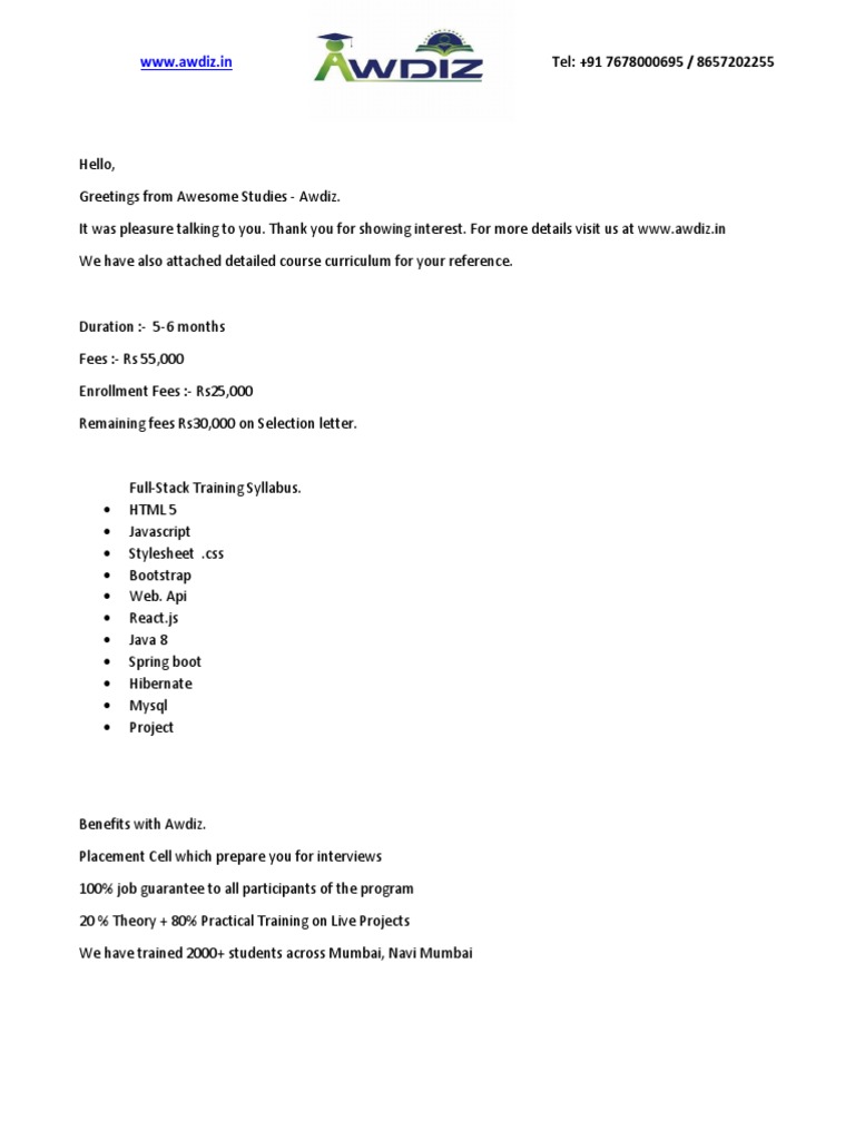 Fullstack React Java Syllabus | PDF