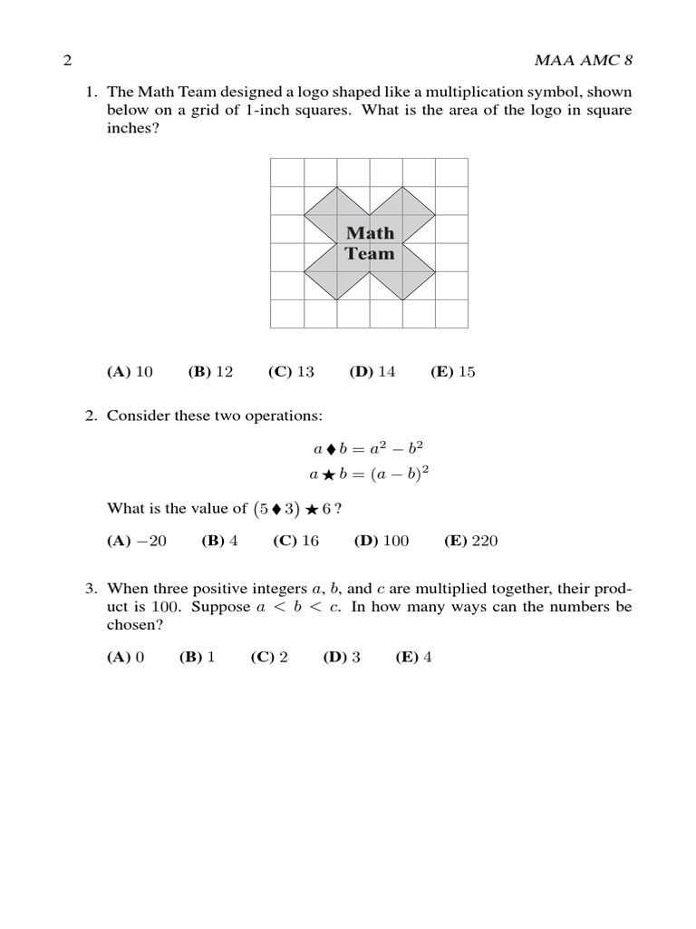 2022 AMC8 Problems | PDF | Elementary Mathematics | Mathematics
