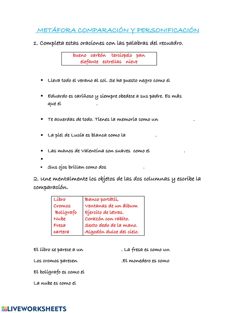 Metáfora Personificación Comparación (Símil) | PDF