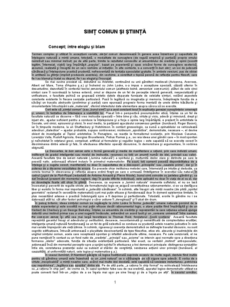 Simt Comun Si Stiinta | PDF