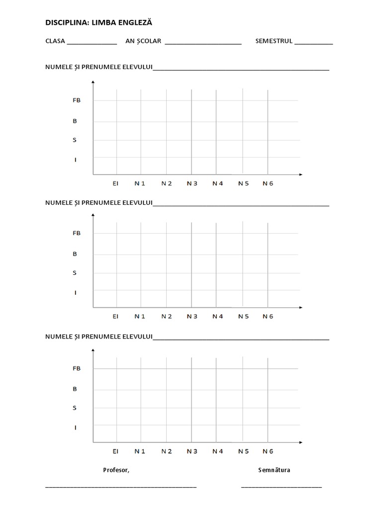 FISA PROGRES Limba Engleza Ciclul Primar | PDF