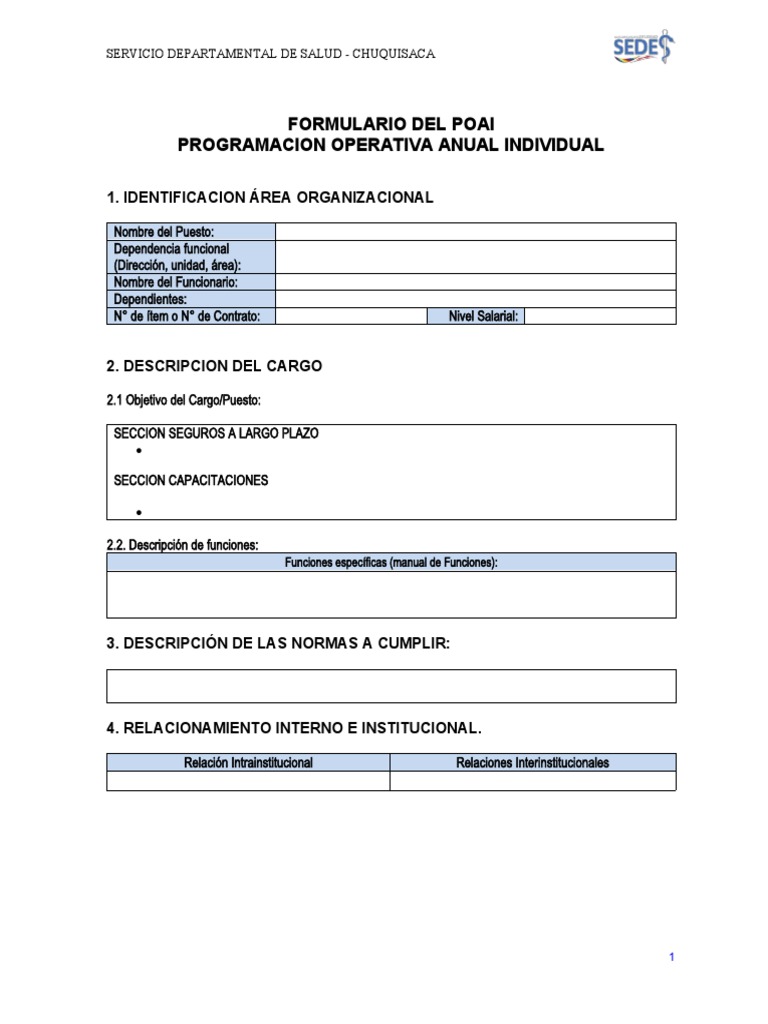 POAI Salud Chuquisaca: Descripción y Requisitos | PDF