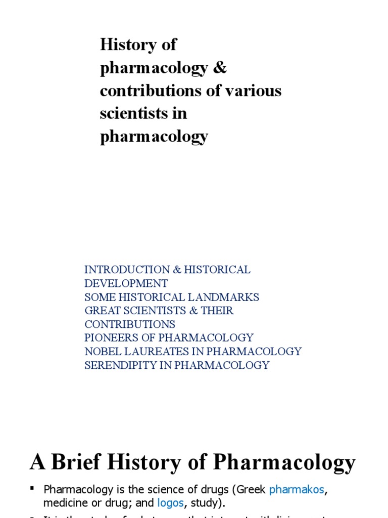 History and Pioneers of Pharmacology | PDF