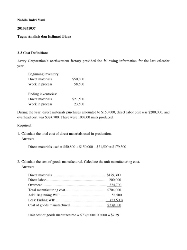 Nabila Indri Yani 2010931037 Tugas AEB | PDF | Inventory | Cost Of Goods Sold