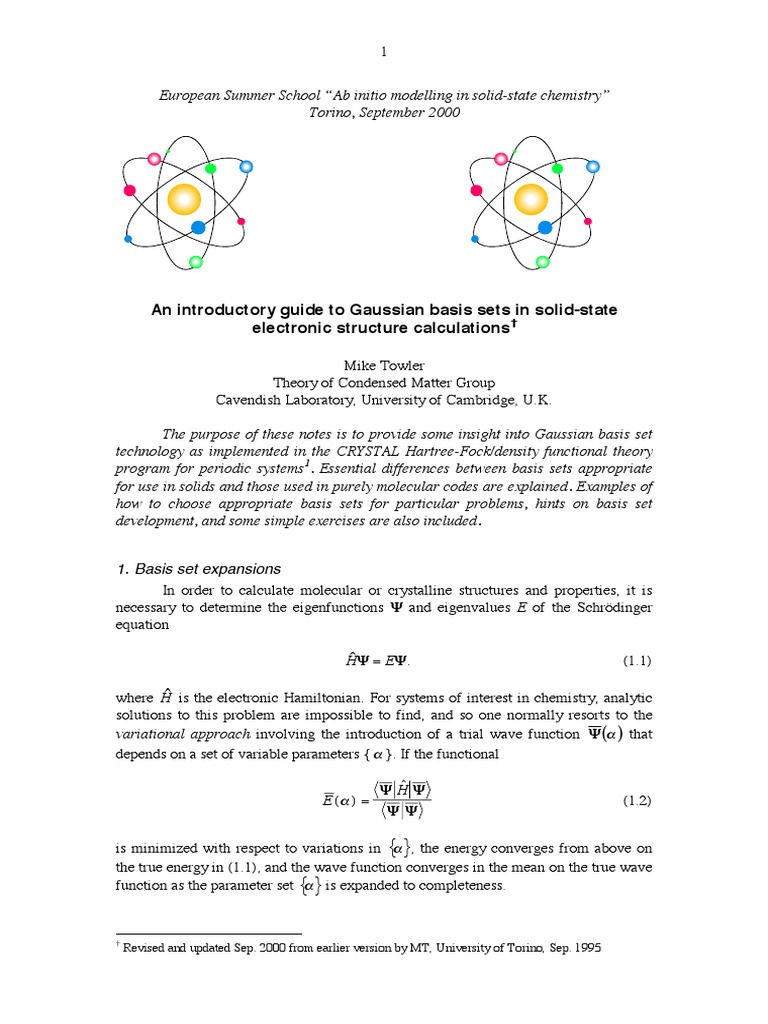 Gaussian Basis Sets | PDF | Hartree–Fock Method | Atomic Orbital