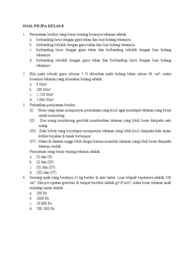 Soal PH Ipa Kelas 8 | PDF