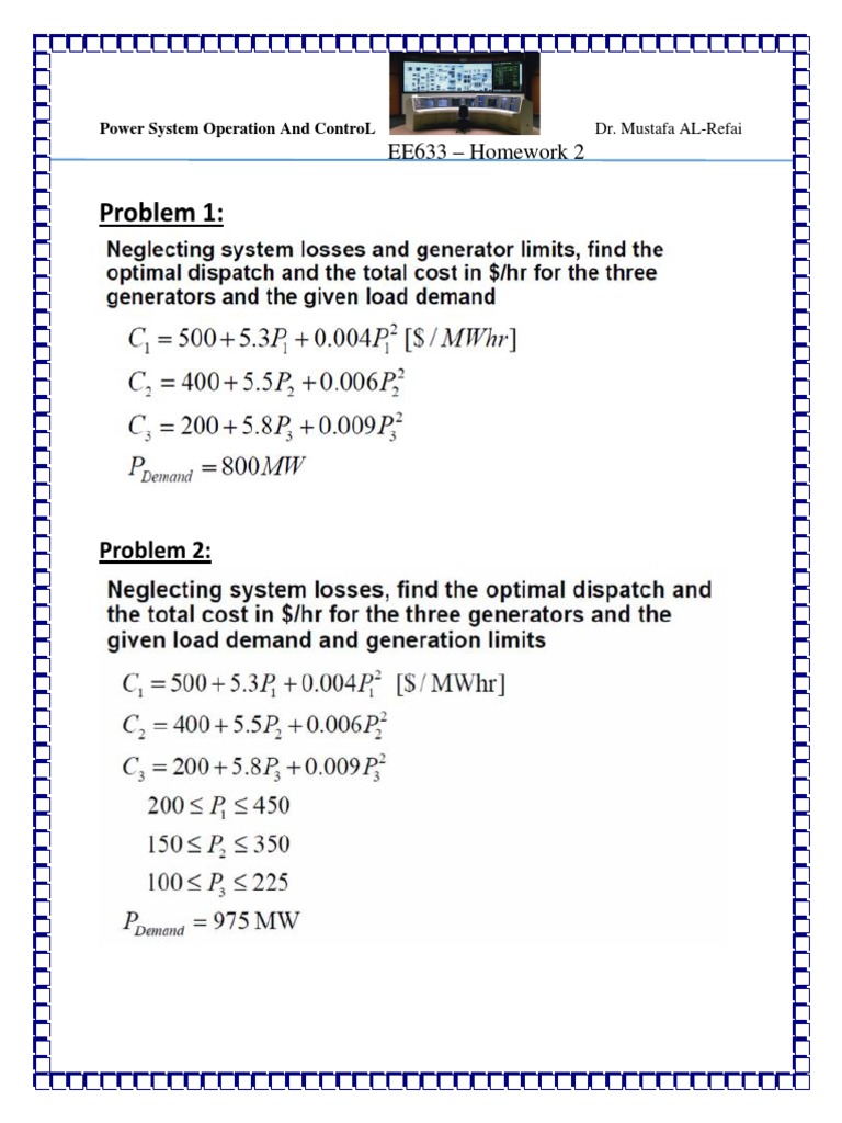 EE633 HOWM WORK 2 With OUT Solution | PDF