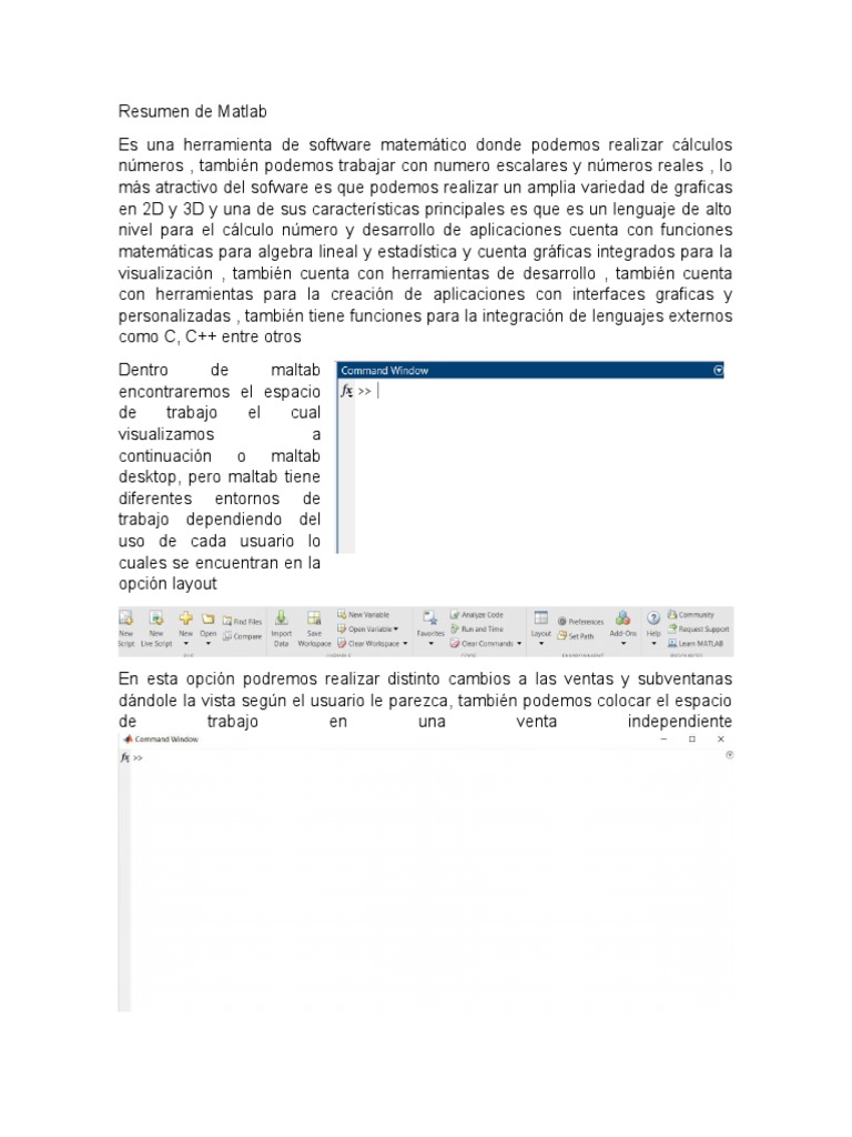 Resumen de Matlab | PDF | Archivo de computadora | Matlab