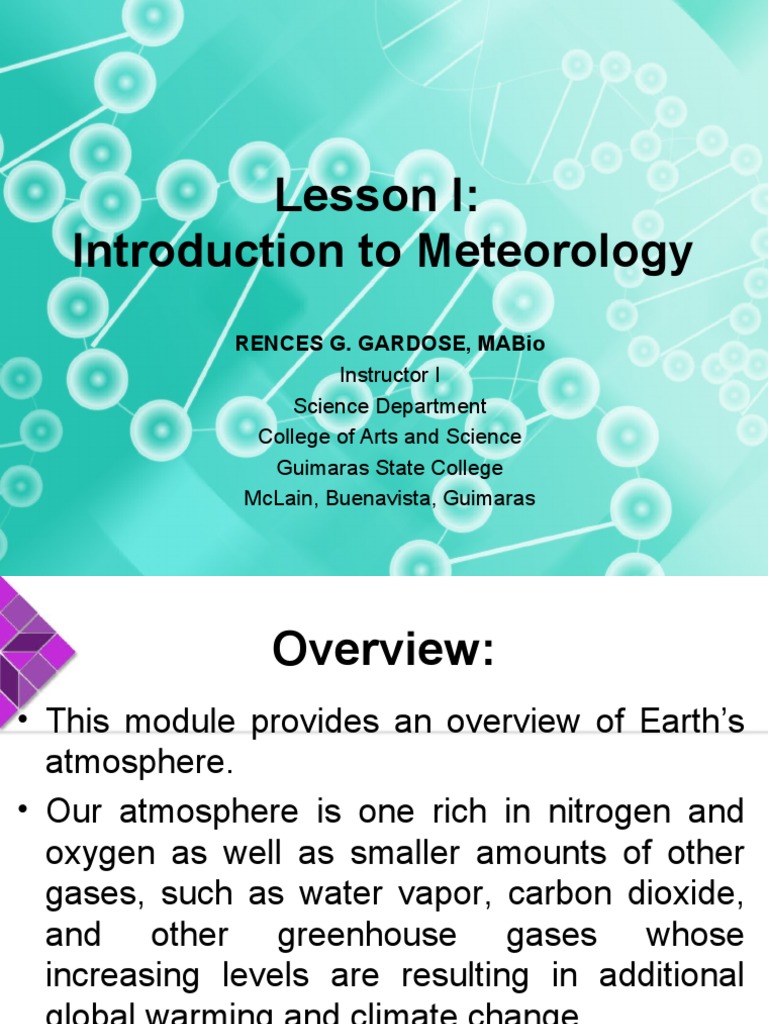 Lesson I: Introduction To Meteorology: Rences G. Gardose, Mabio | PDF ...