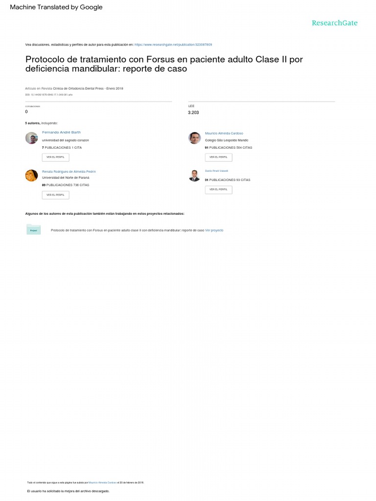 Protocolo de Tratamiento Con Forsus en Paciente Adulto Clase II Por Deficiencia Mandibular ...