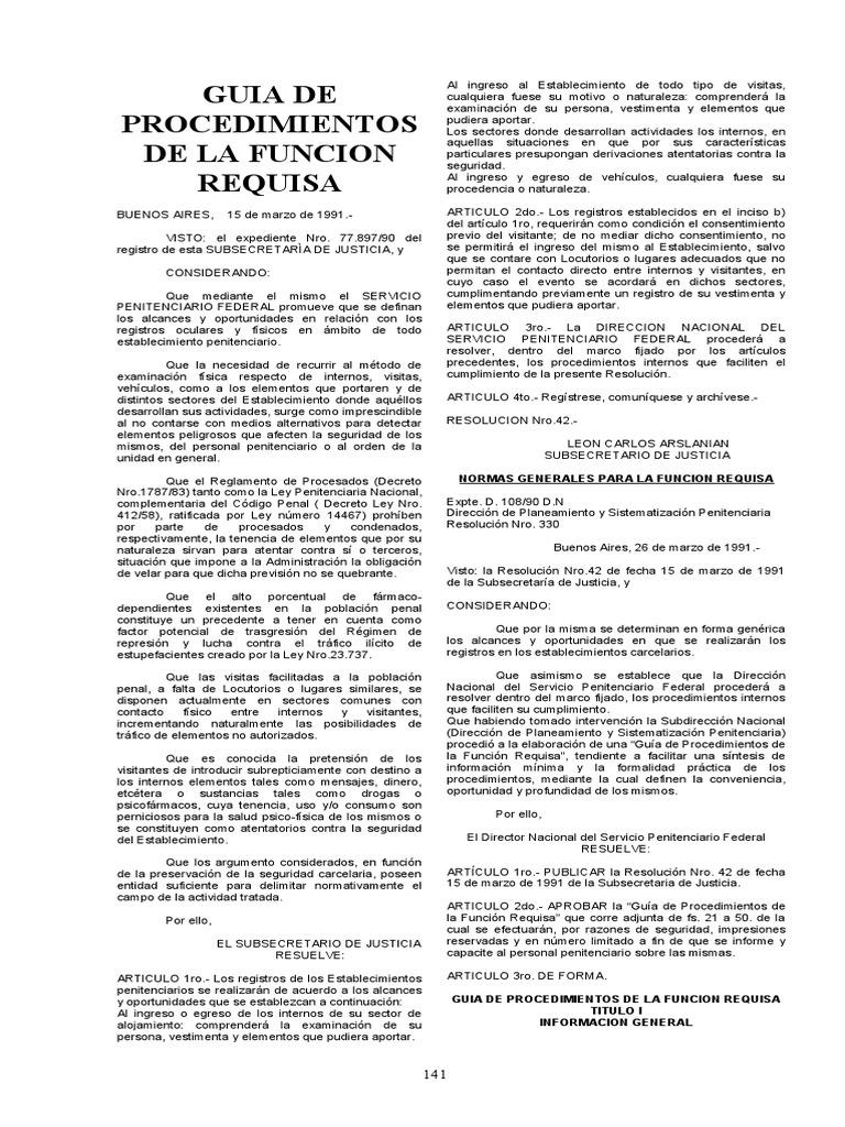 015 Guía de Procedimientos de Requisa | PDF | Prisión | Disciplinas