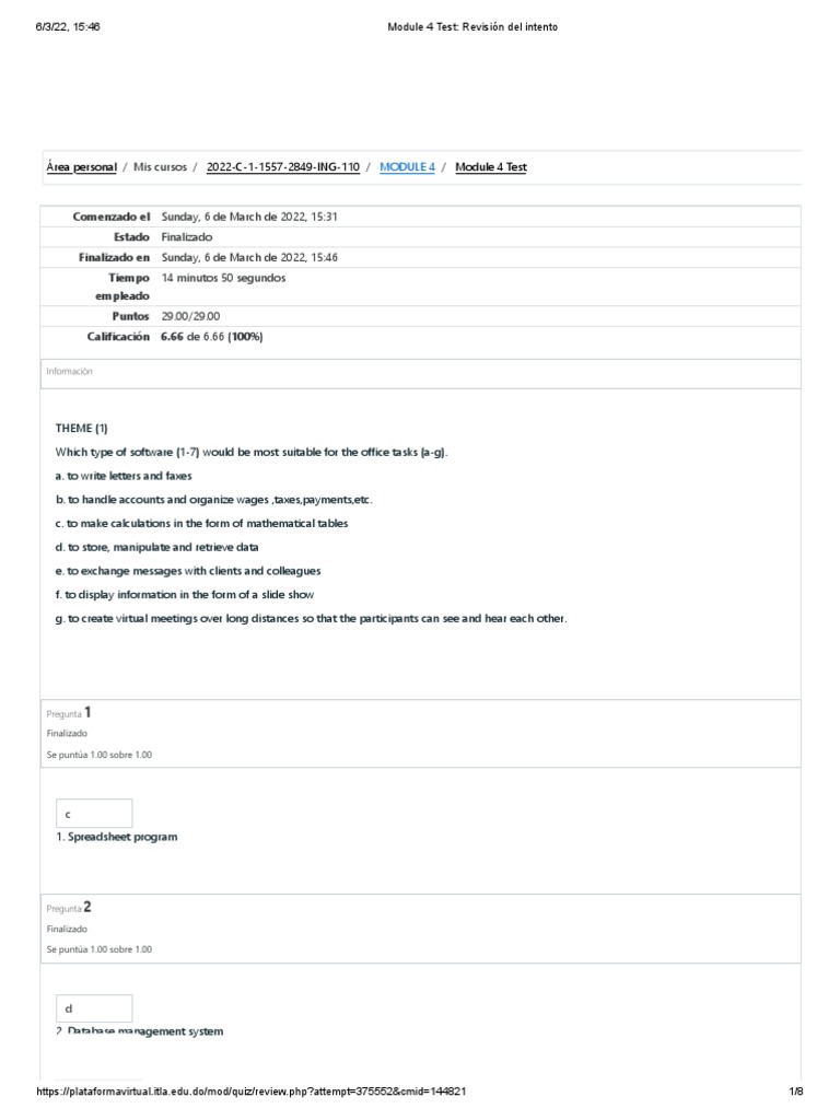 Module 4 Test - Revisión Del Intento | PDF