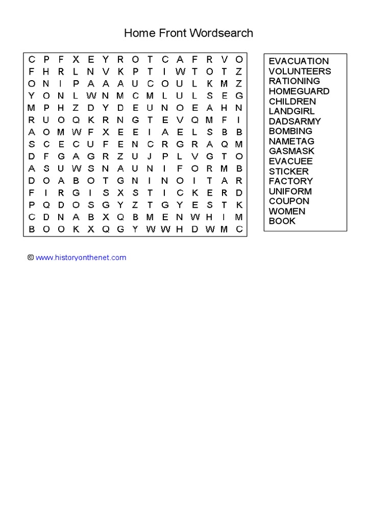 Home Front Word Search | PDF