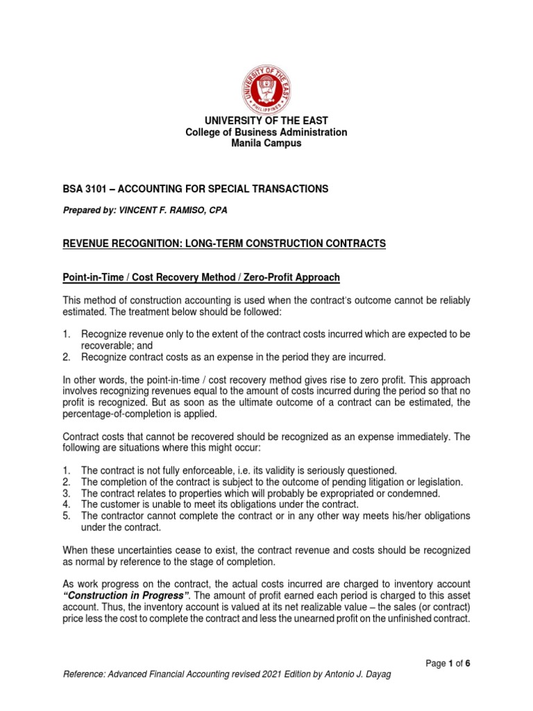 Revenue Recognition - Long-Term Construction Contracts (Part 2) | PDF | Revenue | Cost