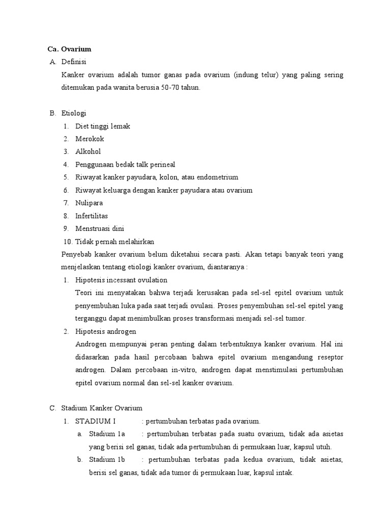 Ca. Ovarium | PDF | Kesehatan Holistik