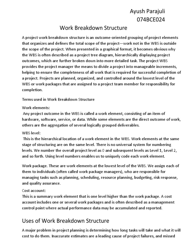 Ayush Parajuli 074BCE024 Work Breakdown Structure | PDF | Business ...