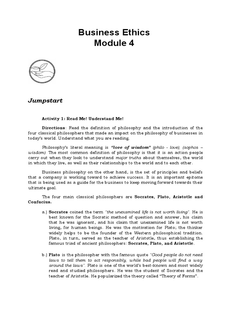 Business Ethics Module 4 | PDF | Plato | Socrates
