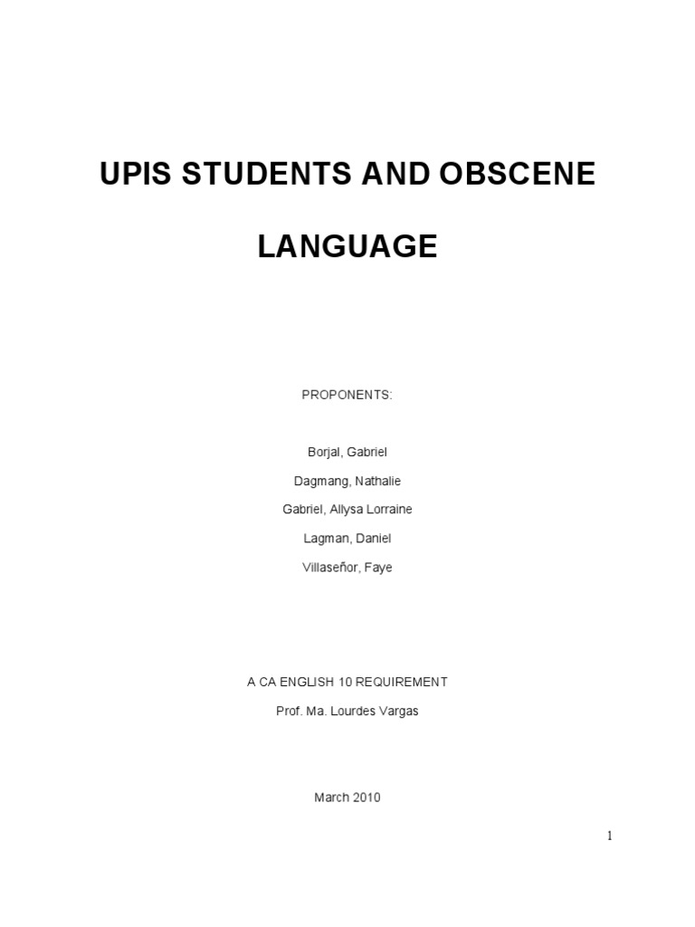 UPIS Students and Obscene Language | PDF | Profanity | Obscenity