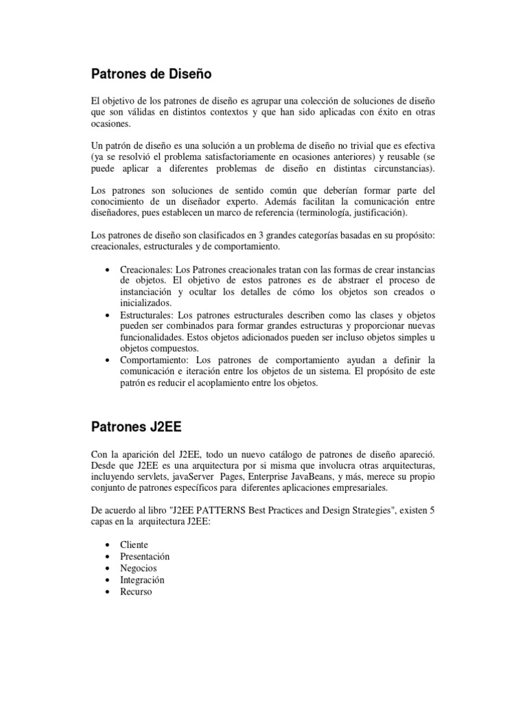 Patrones de Diseno J2EE | PDF | Patrón de diseño de software | Plataforma Java