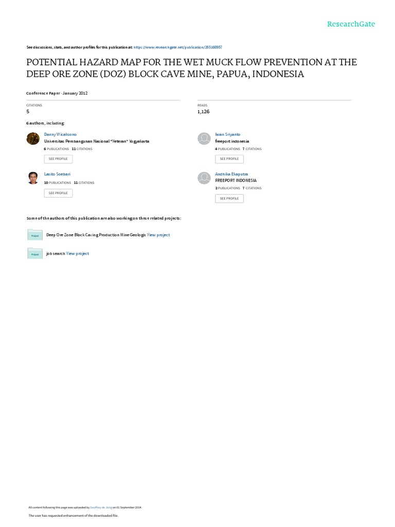 Potential Hazard Map For The Wet Muck Flow Prevention at The Deep Ore ...