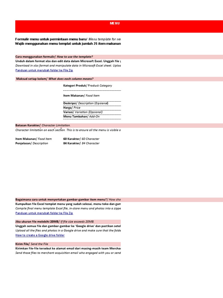 Template Menu Airasia Food Indonesia Obongs Corner | PDF