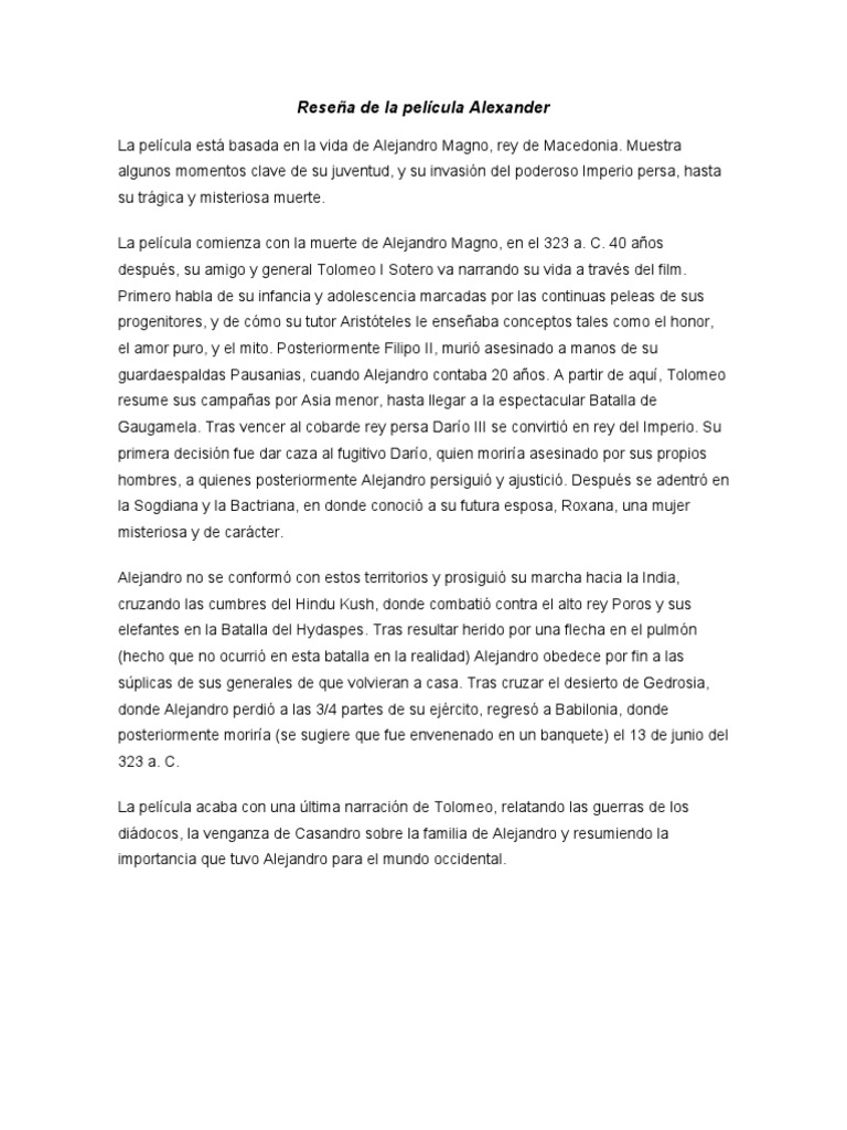 Reseña de la película Alexander | PDF | Alejandro el Grande