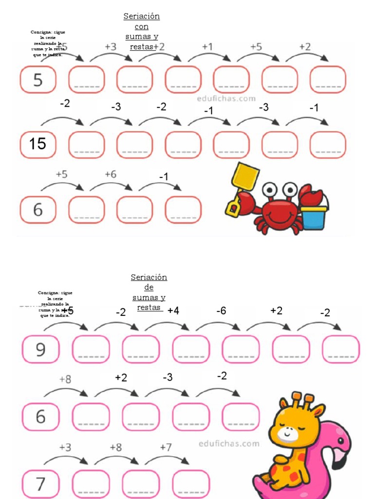 Hoja de Aplicación - Seriación de Sumas y Restas | PDF