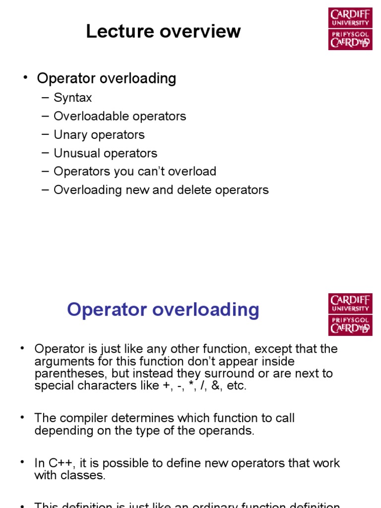 Operator Overloading Lecture Pdf Software Engineering Software Development