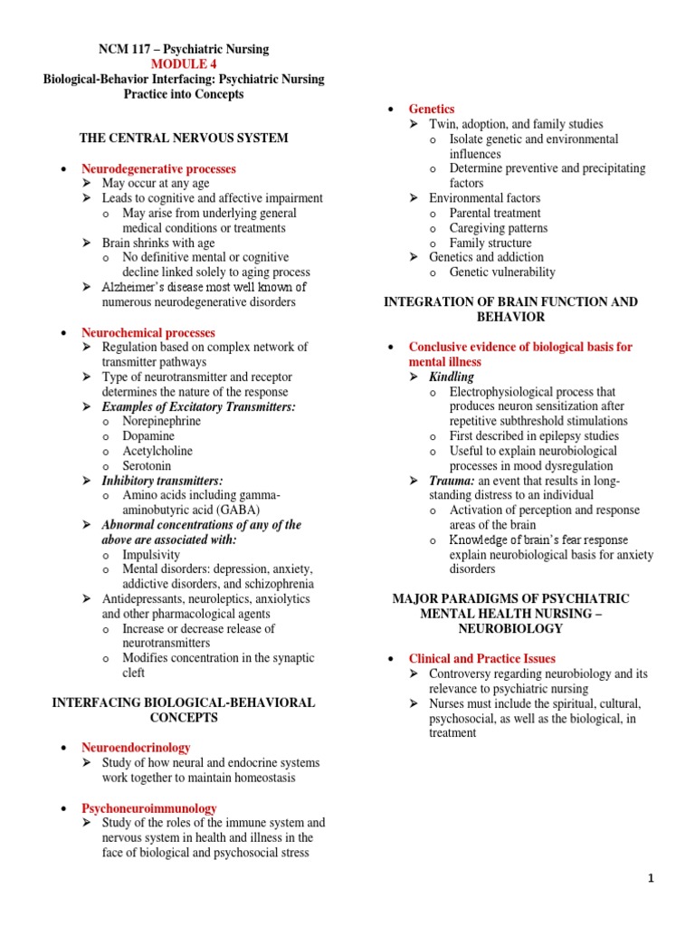 NCM 117 - Psychiatric Nursing (MODULE 4) | PDF | Mental Disorder ...