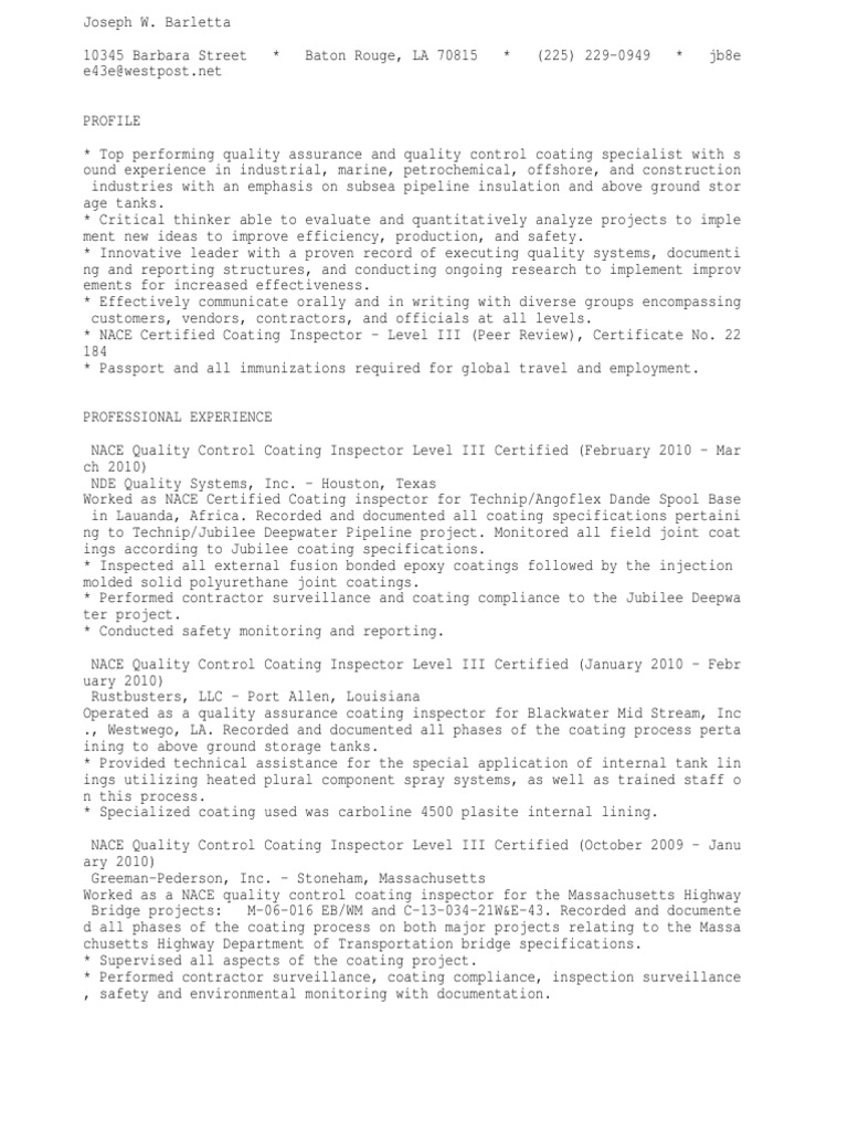 Lead Supervising or 3rd Party Nace Peer Review/level 3 Certified | PDF ...