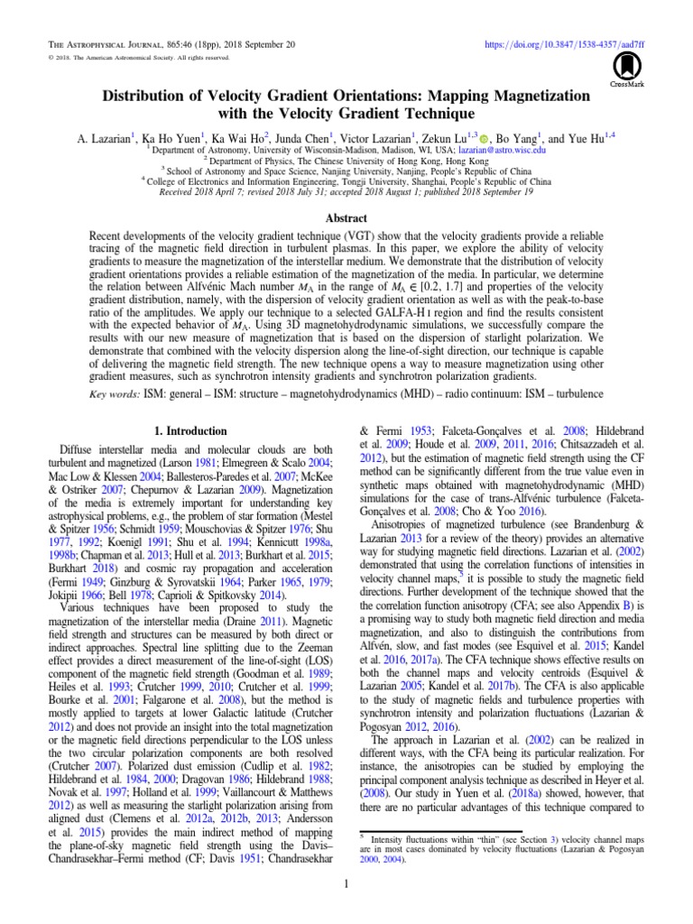 Distribution of Velocity Gradient Orientations Mapping Magnetization ...